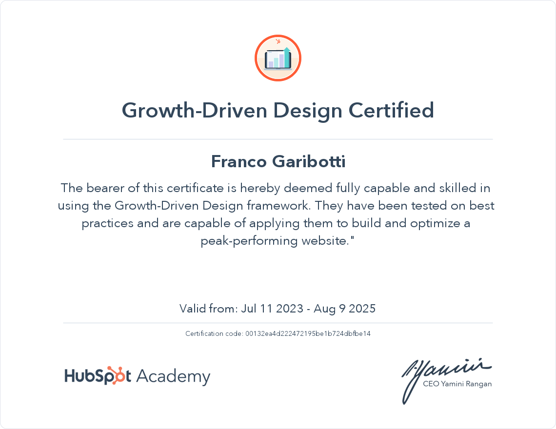 HubSpot Academy Growth-Driven Design Certification