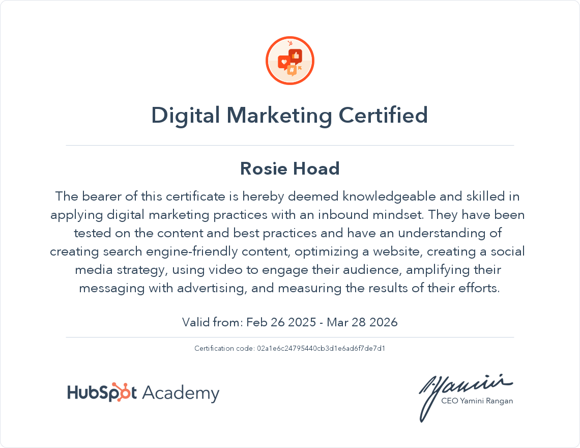 HubSpot Academy Digital Marketing Certification