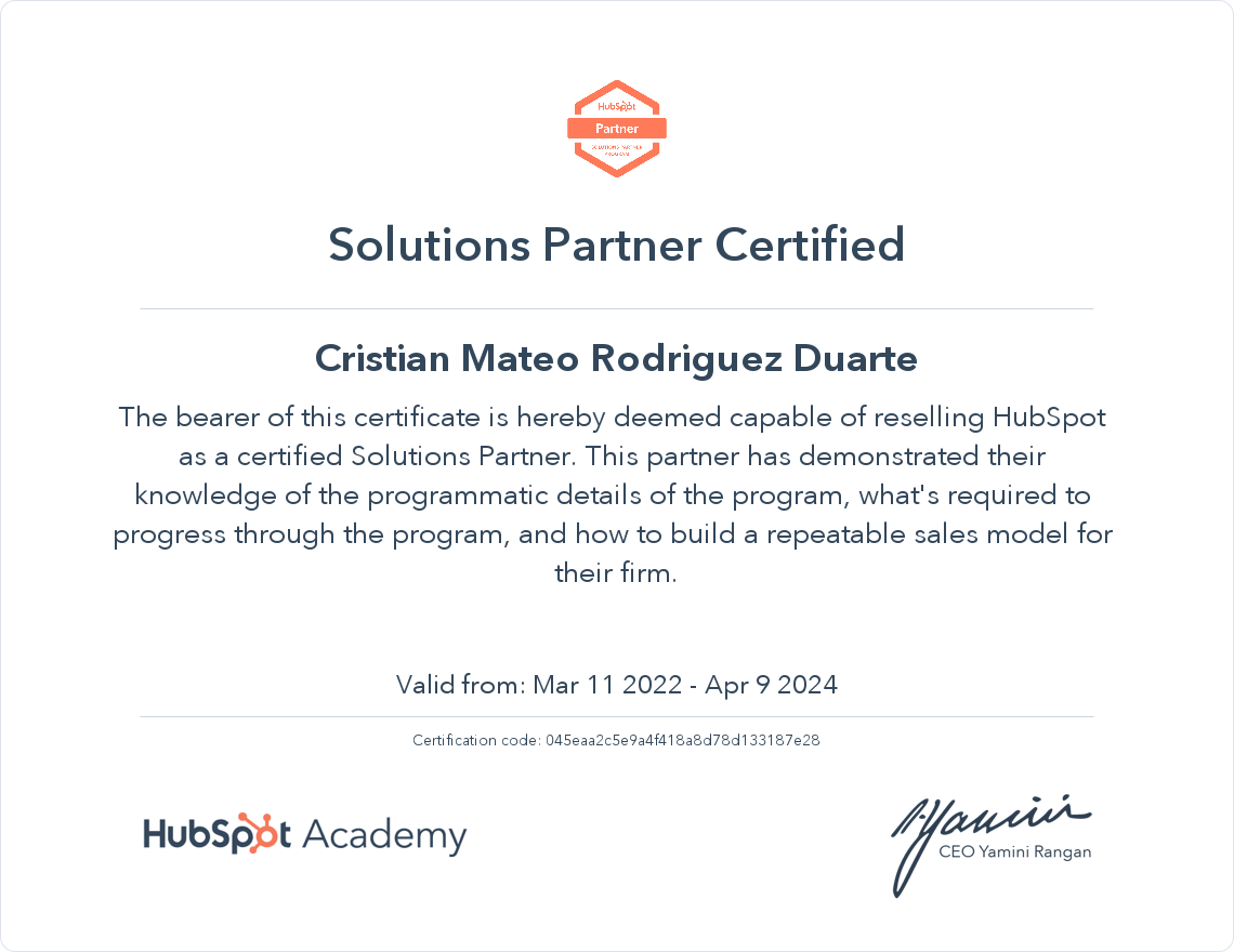 HubSpot Academy HubSpot Solutions Partner Certification