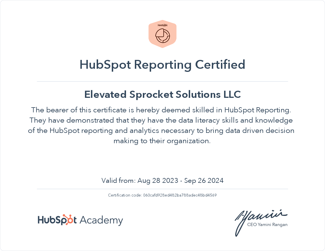 HubSpot Academy HubSpot Reporting Certification