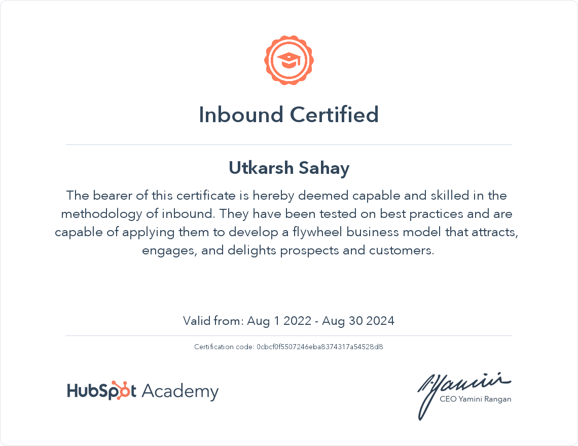 HubSpot Academy Inbound Certification