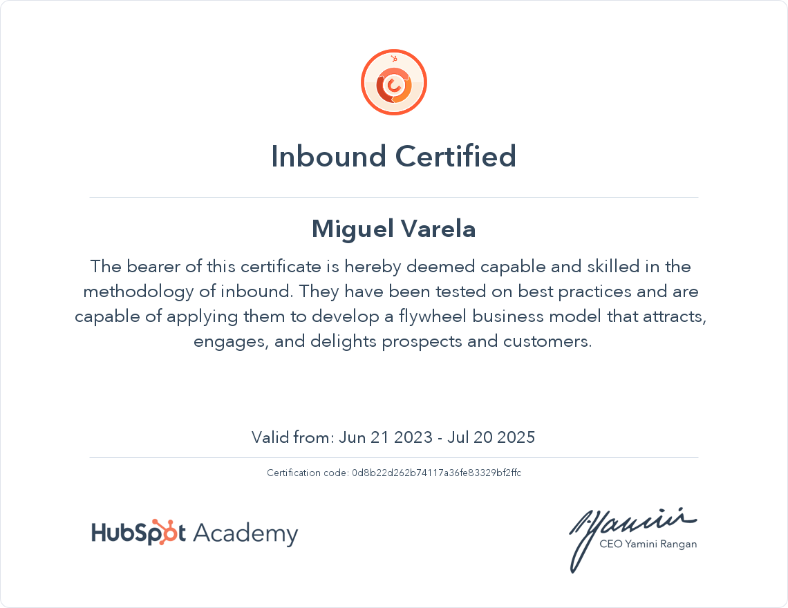 HubSpot Academy Inbound Certification