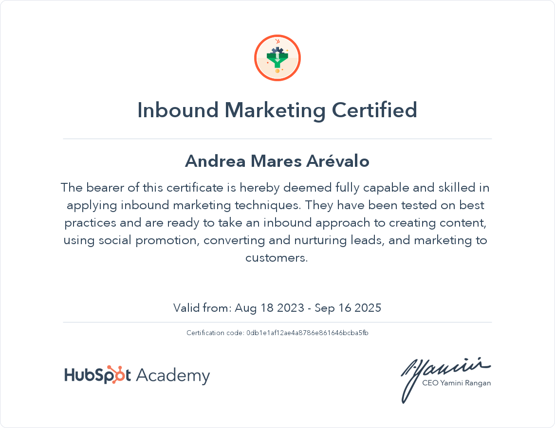 HubSpot Academy Inbound Marketing Certification