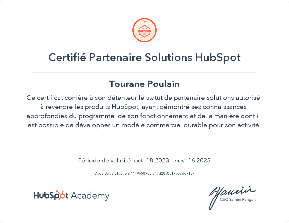 Certification Certification sur le programme Partenaires solutions de ...