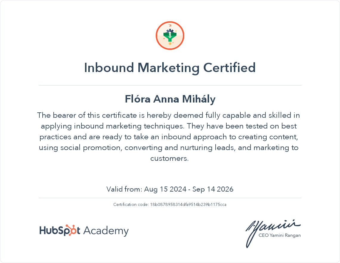 HubSpot Academy Inbound Marketing Certification