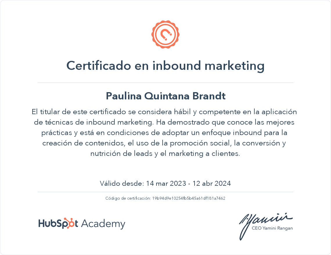 HubSpot Academy Inbound Marketing Certification