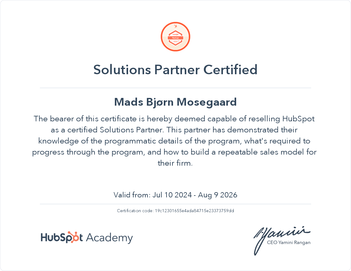 HubSpot Academy HubSpot Solutions Partner Certification