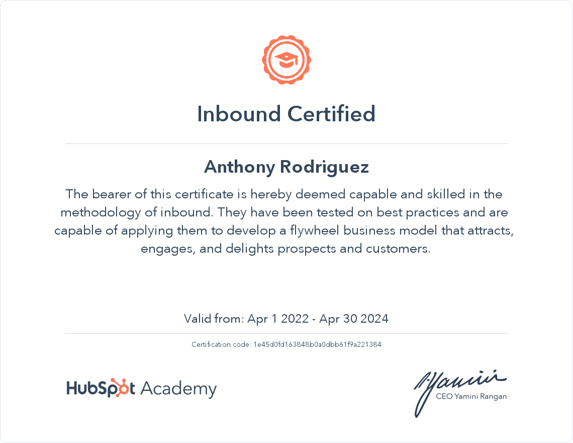 HubSpot Academy Inbound Certification