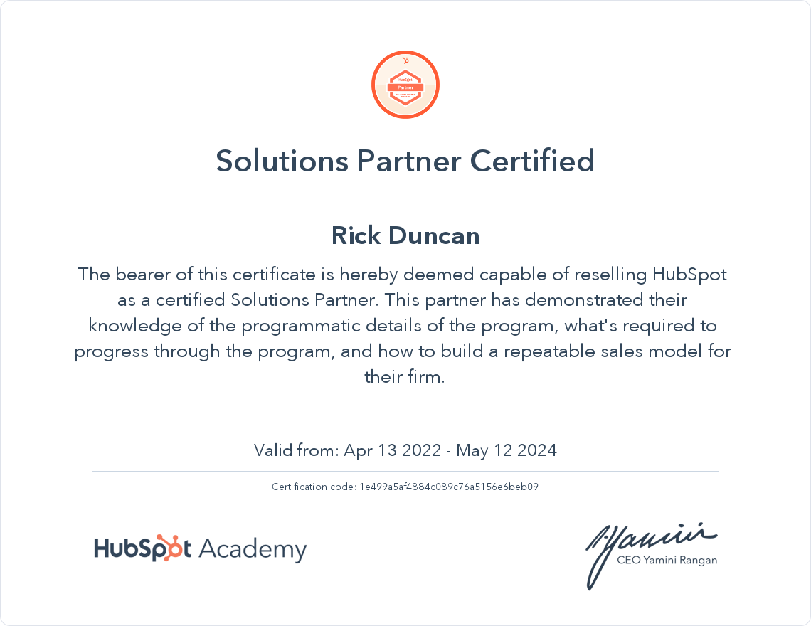 HubSpot Academy HubSpot Solutions Partner Certification