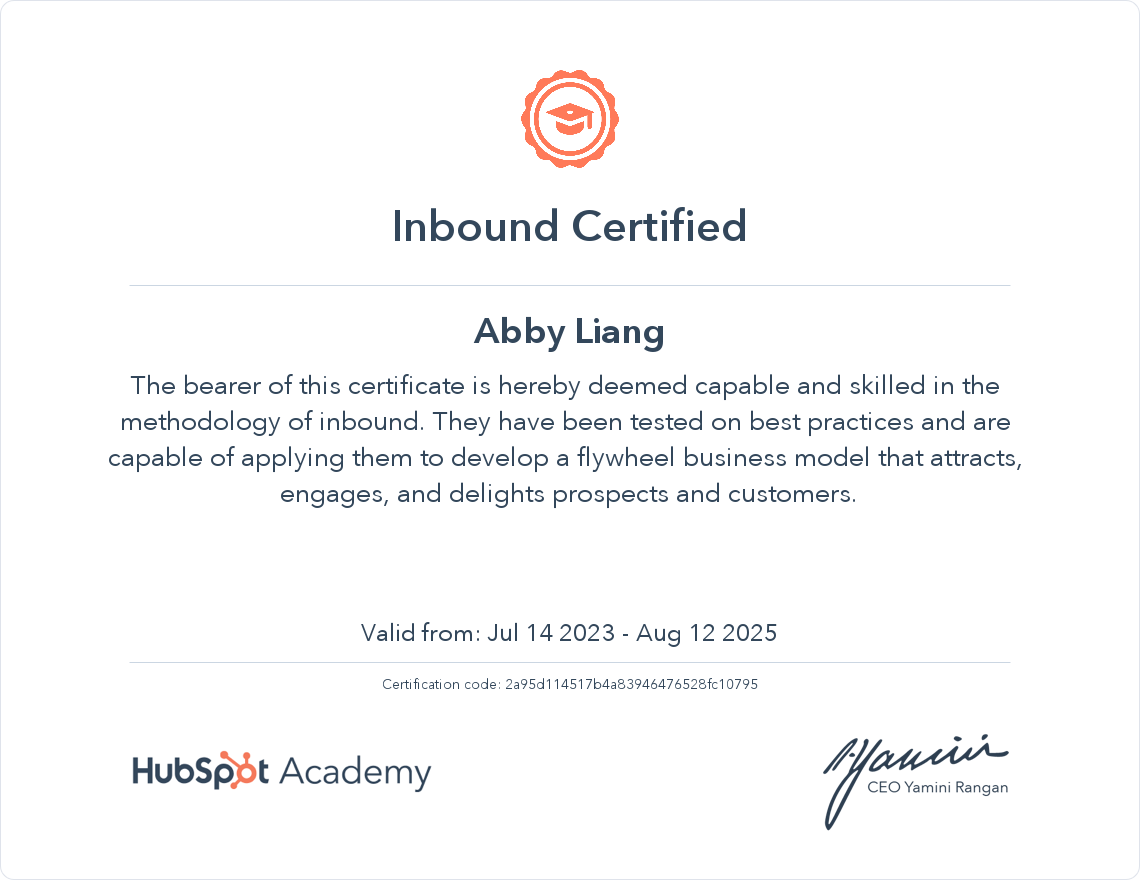 HubSpot Academy Inbound Certification