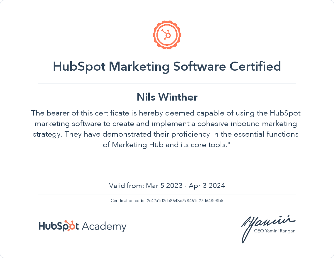 HubSpot Academy HubSpot Marketing Software Certification