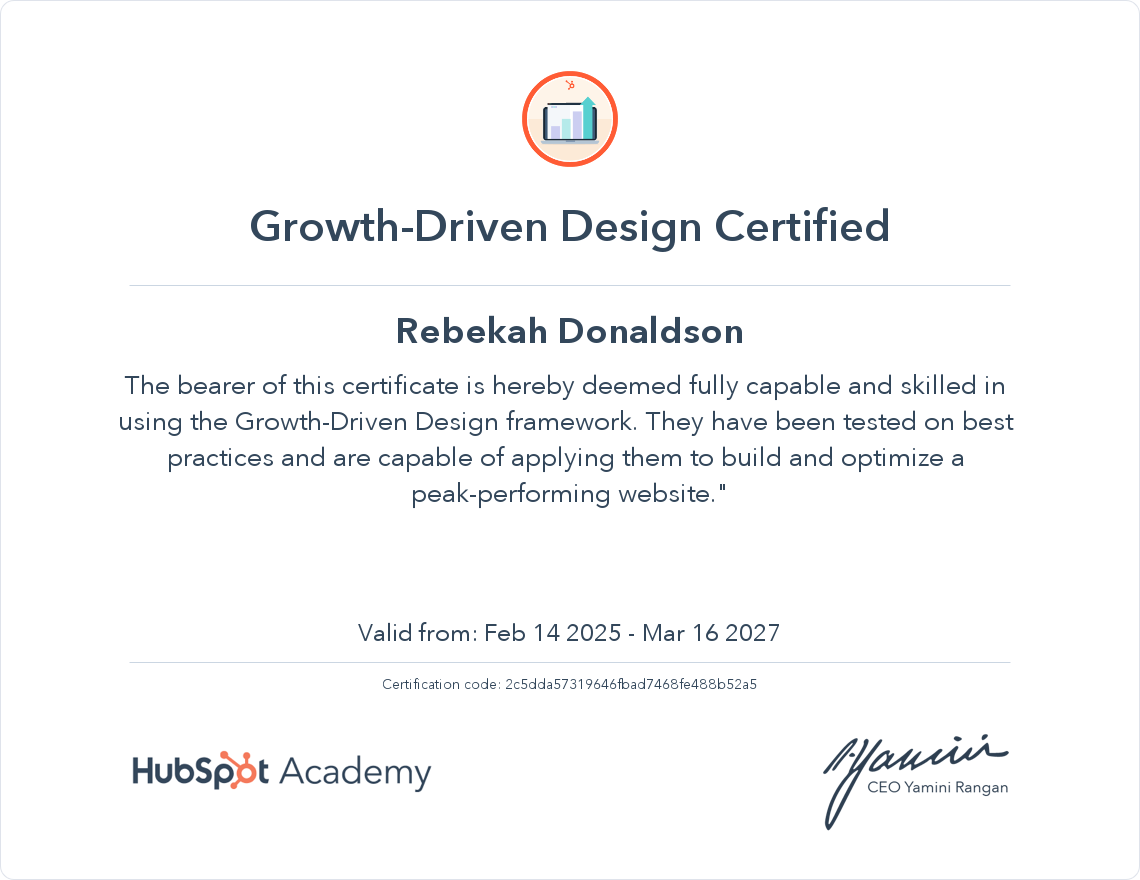HubSpot Academy Growth-Driven Design Certification