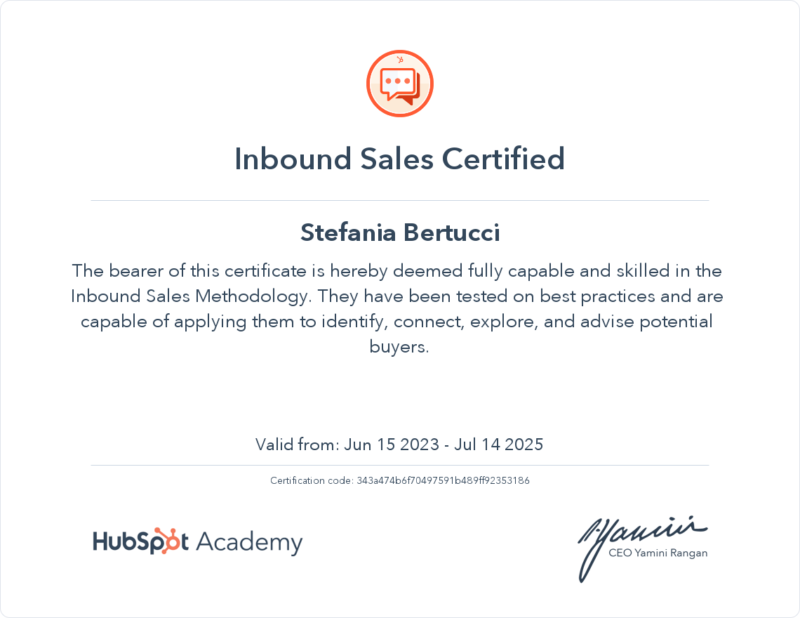 HubSpot Academy Inbound Sales Certification