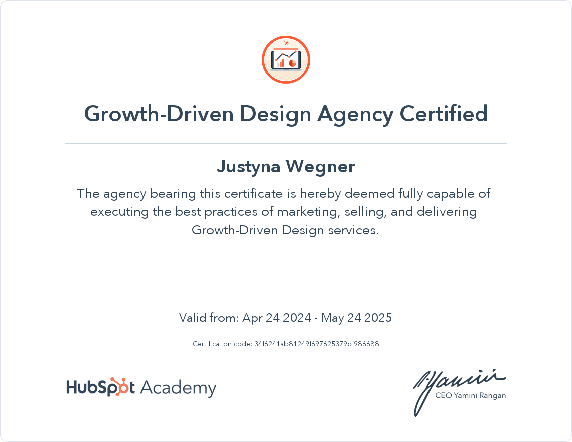 HubSpot Academy Growth-Driven Design Agency Certification