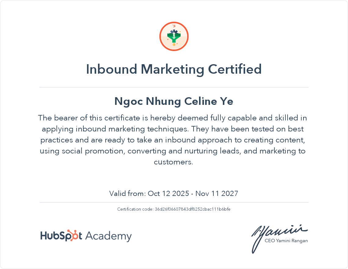 HubSpot Academy Inbound Marketing Certification
