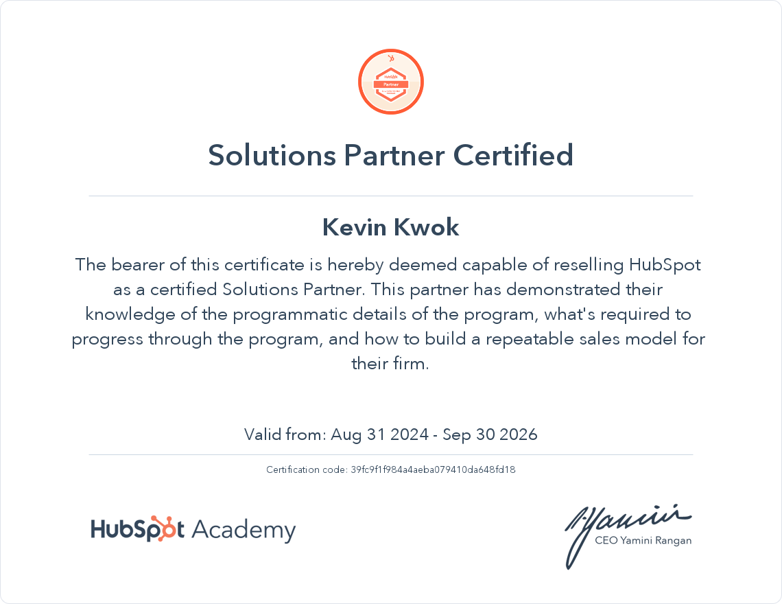 HubSpot Academy HubSpot Solutions Partner Certification