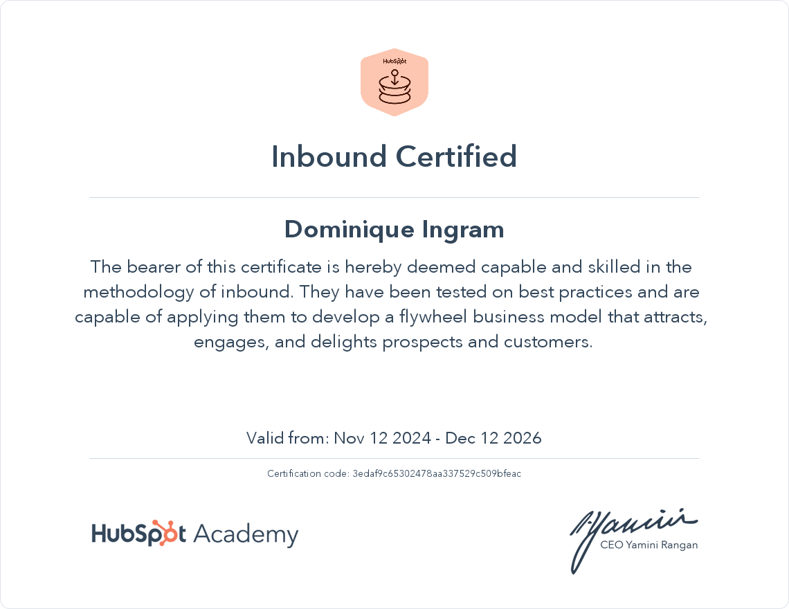 HubSpot Academy Inbound Certification