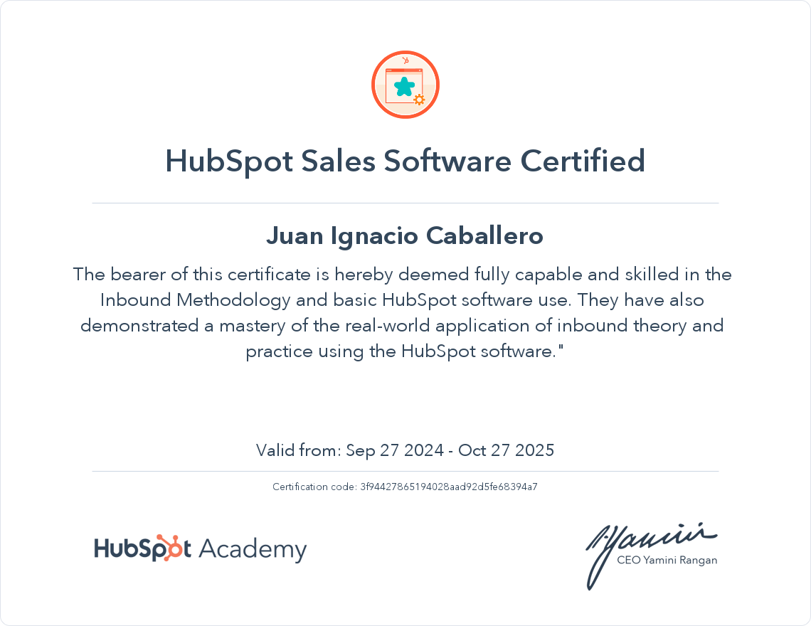 HubSpot Academy HubSpot Sales Software Certification