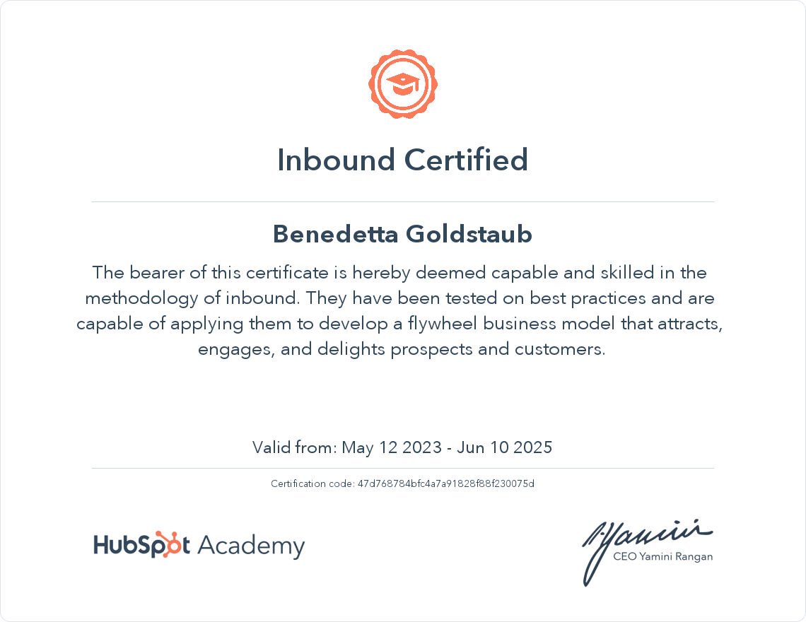 Hubspot Academy Inbound Certification