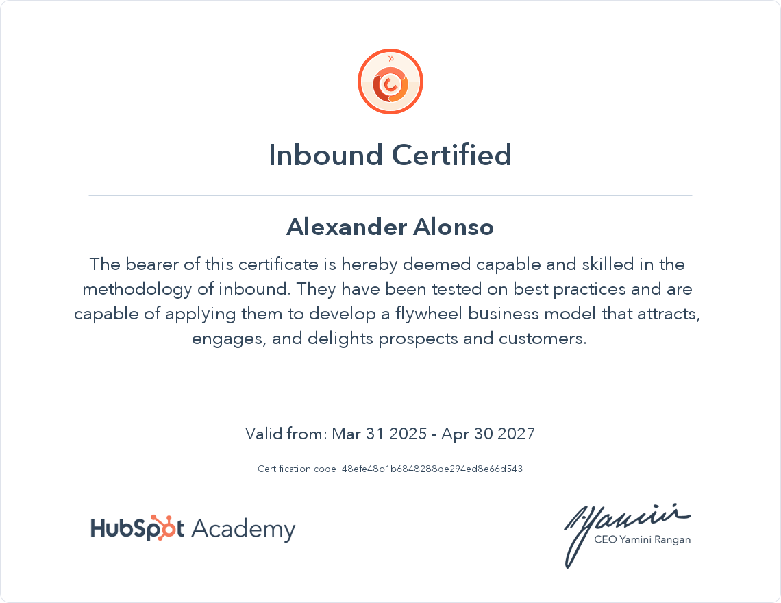 HubSpot Academy Inbound Certification