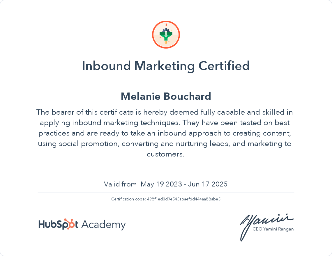 HubSpot Academy Inbound Marketing Certification