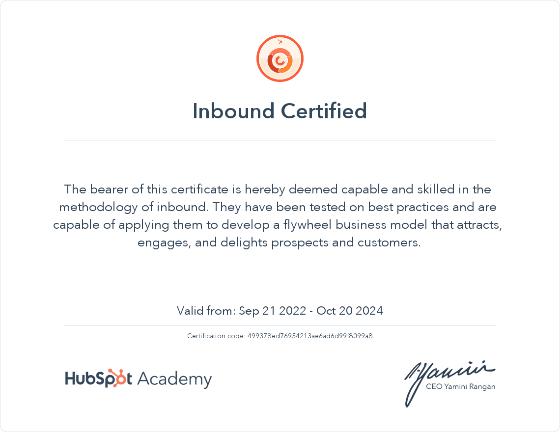 HubSpot Academy Inbound Certification
