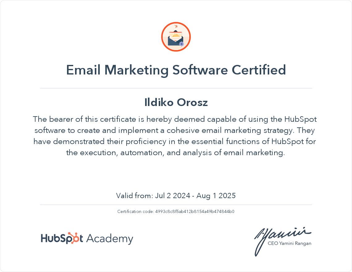 HubSpot Academy Email Marketing Software Certification