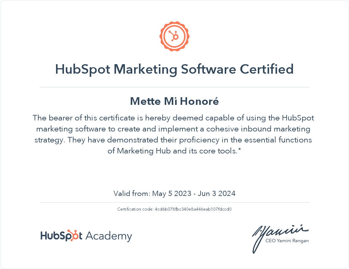 HubSpot Academy HubSpot Marketing Software Certification