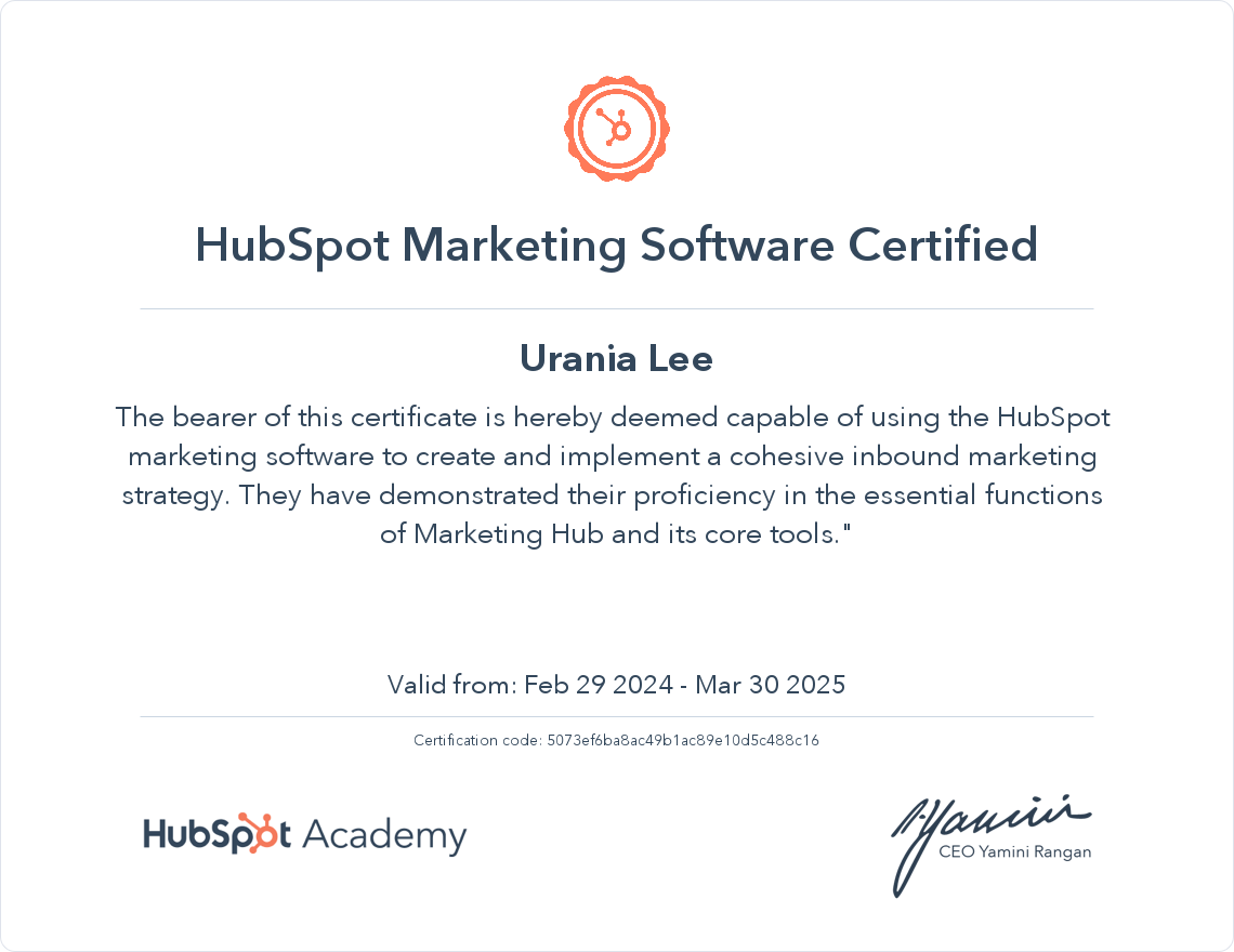 HubSpot Academy HubSpot Marketing Software Certification