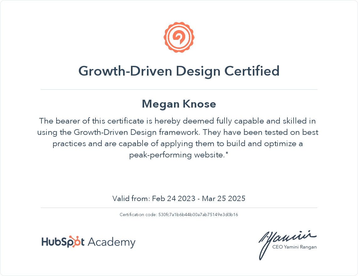 HubSpot Academy Growth-Driven Design Certification