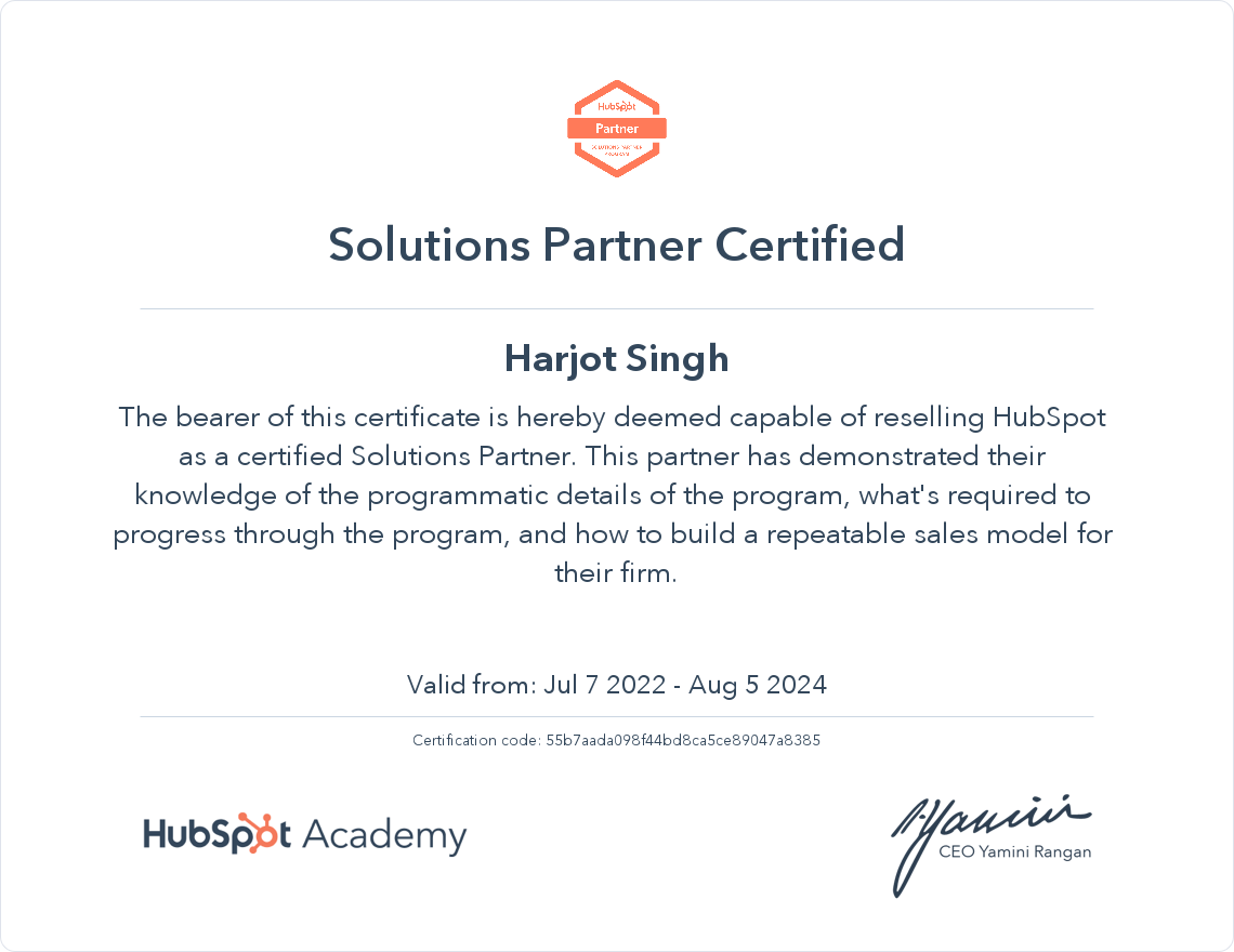 HubSpot Academy HubSpot Solutions Partner Certification