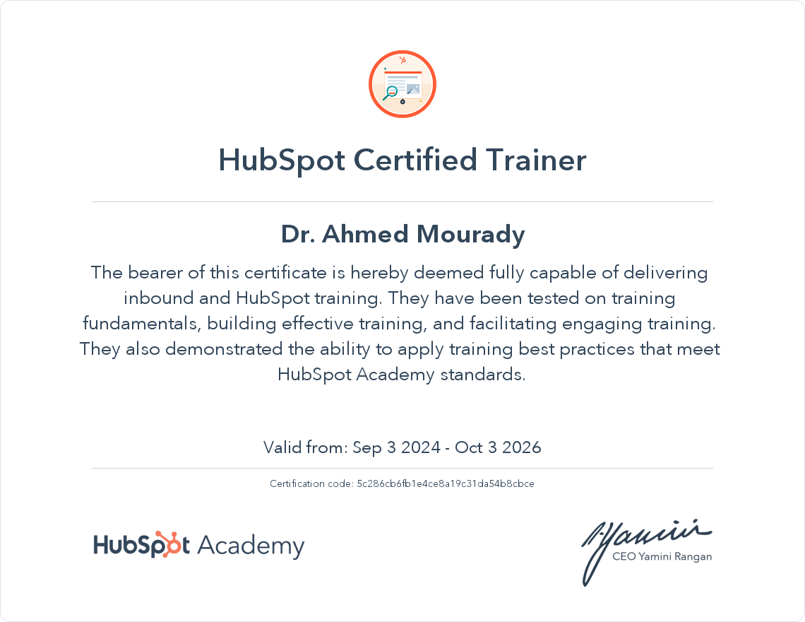 HubSpot Academy HubSpot Trainer Certification Certification