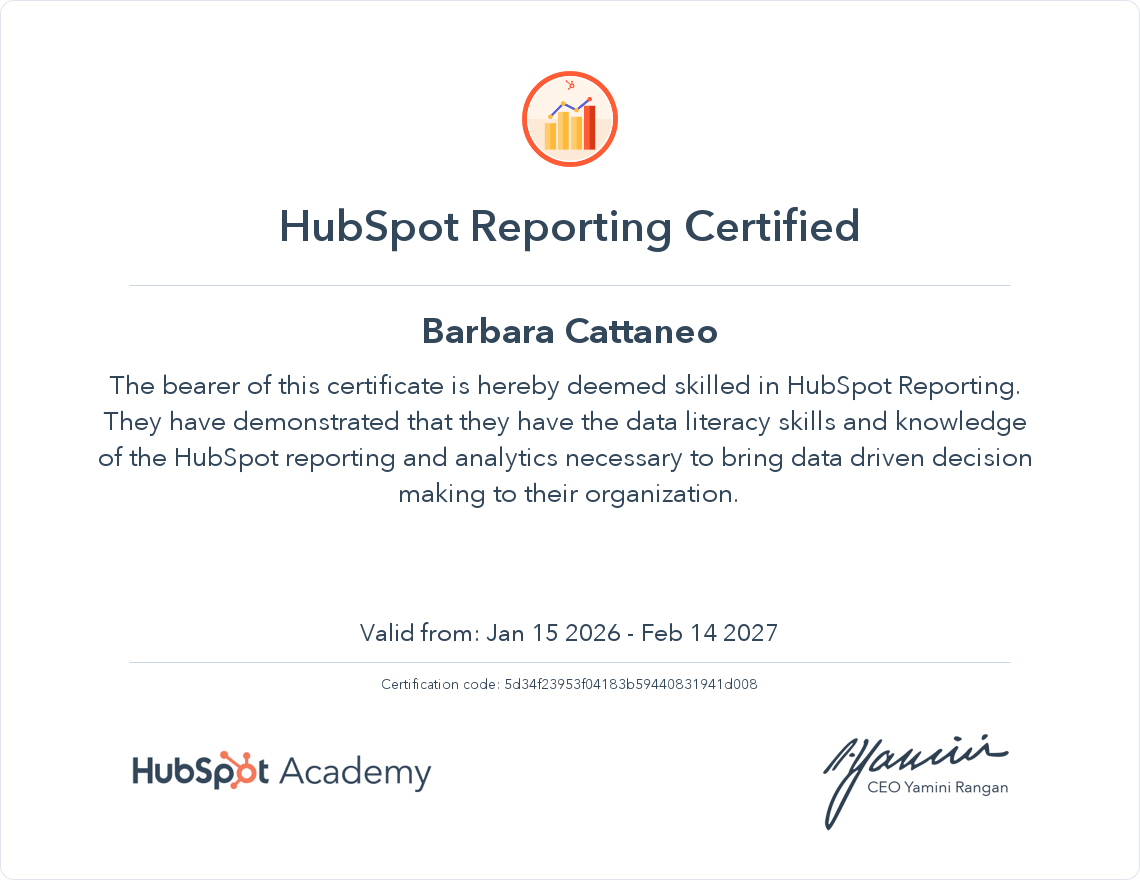 HubSpot Academy HubSpot Reporting Certification