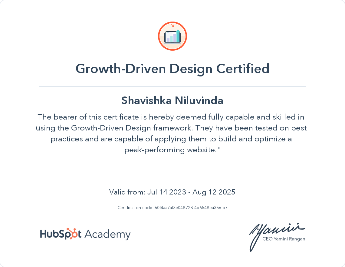 HubSpot Academy Growth-Driven Design Certification