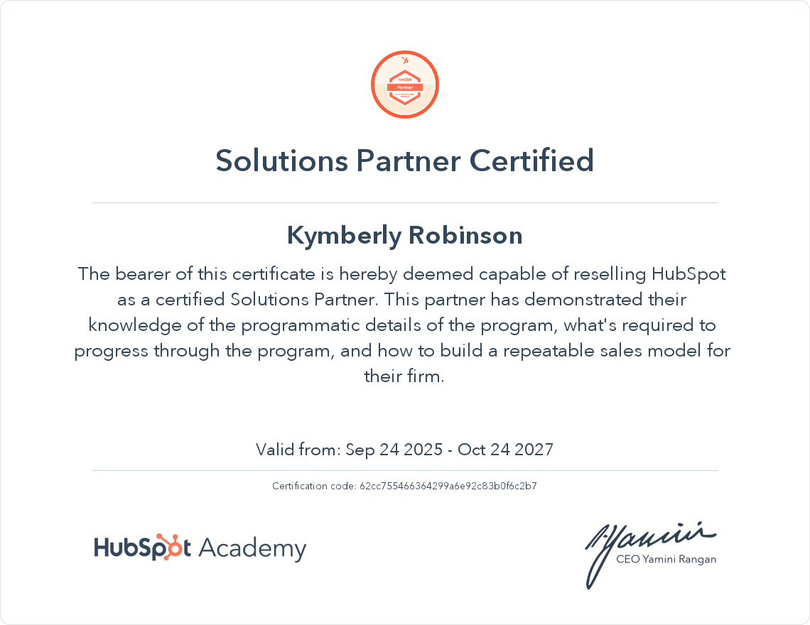 HubSpot Academy HubSpot Solutions Partner Certification