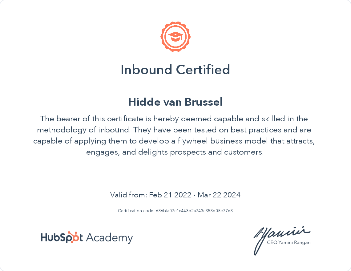 HubSpot Academy Inbound Certification