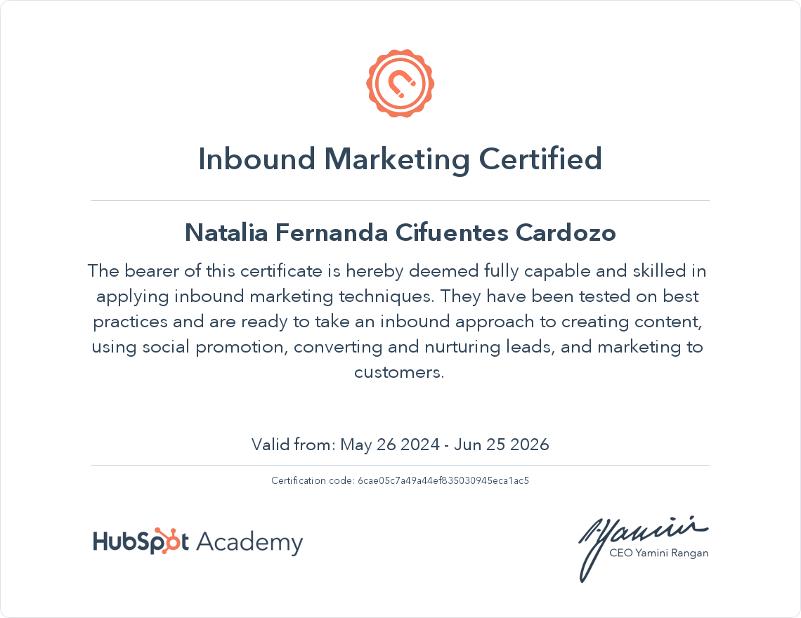HubSpot Academy Inbound Marketing Certification