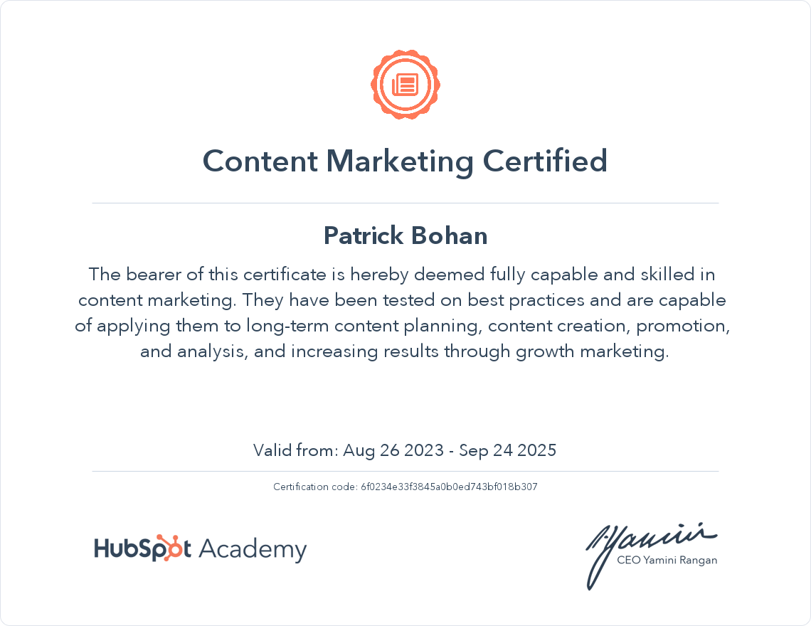 Patrick Bohan, ECA - Content writer | Content Marketing, Personal ...