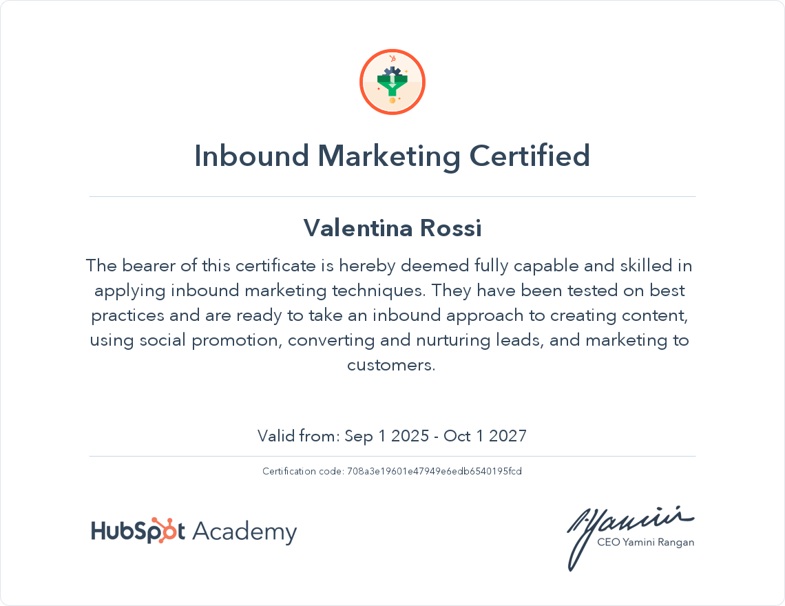 HubSpot Academy Inbound Marketing Certification