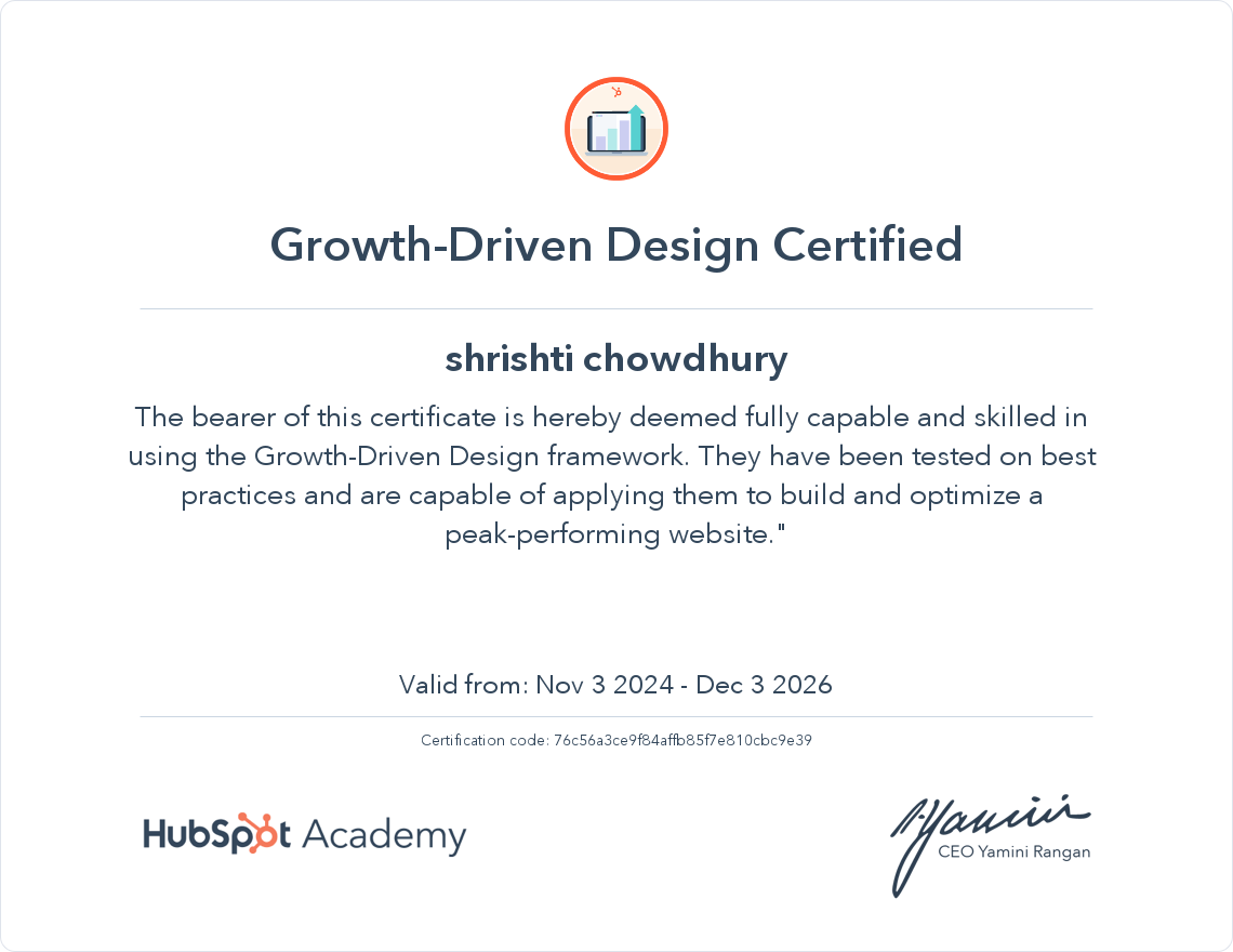 HubSpot Academy Growth-Driven Design Certification
