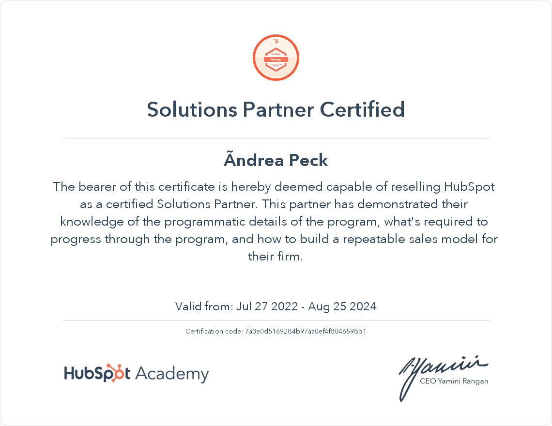 HubSpot Academy HubSpot Solutions Partner Certification