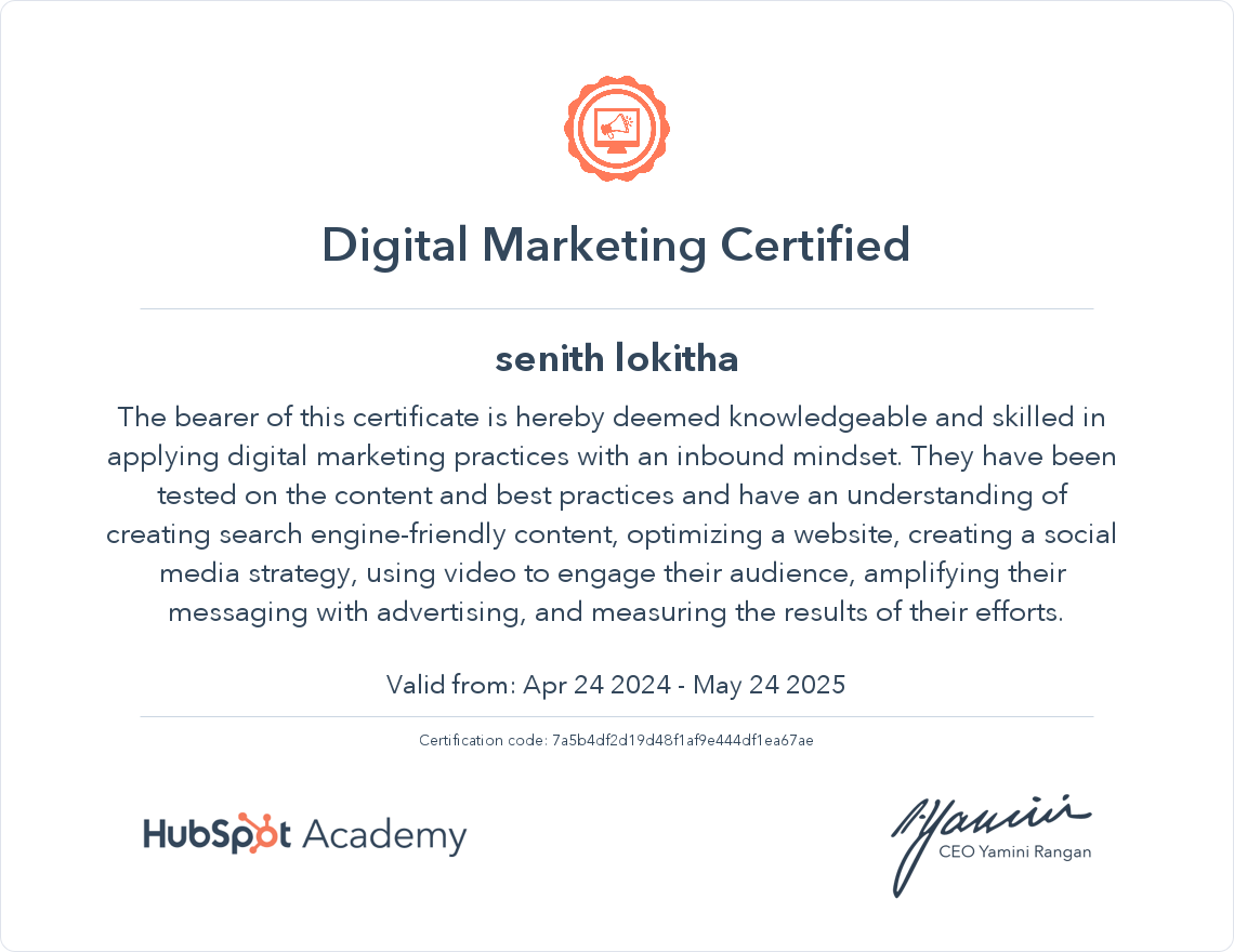 HubSpot Academy Digital Marketing Certification