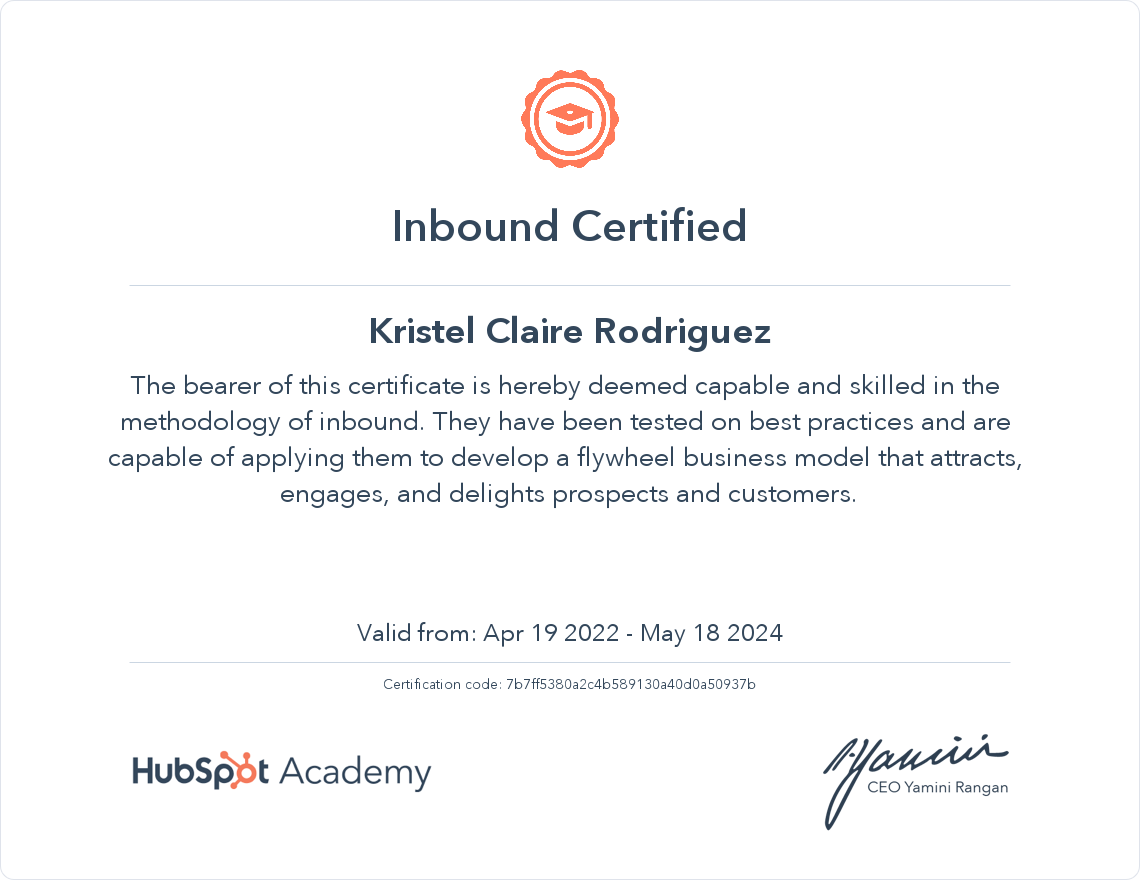 HubSpot Academy Inbound Certification