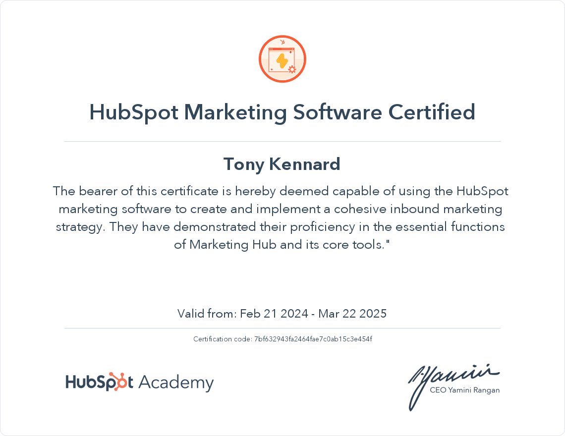 HubSpot Academy HubSpot Marketing Software Certification