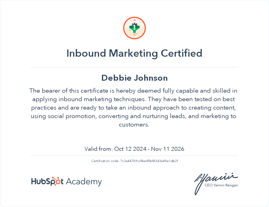 HubSpot Academy Inbound Marketing Certification