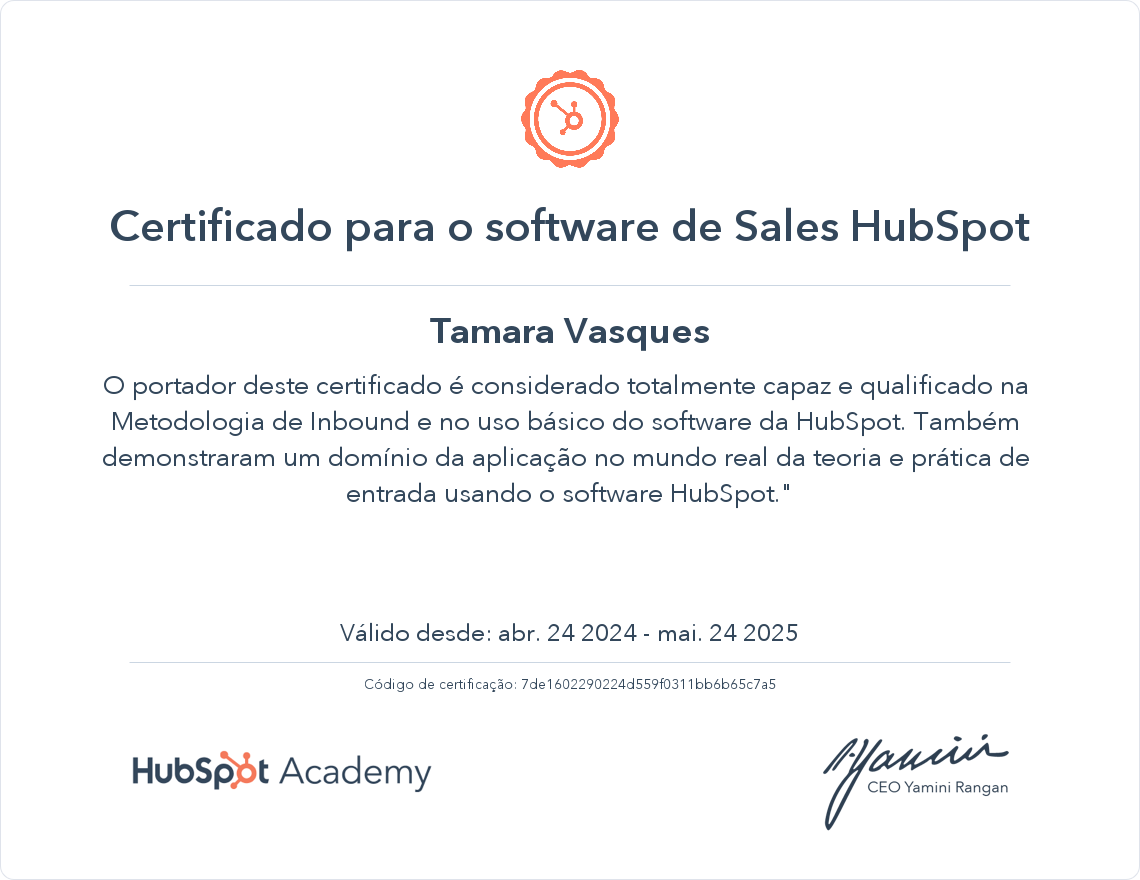 HubSpot Academy HubSpot Sales Software Certification