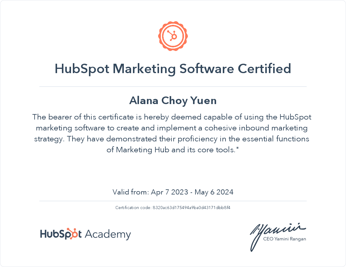 HubSpot Academy HubSpot Marketing Software Certification