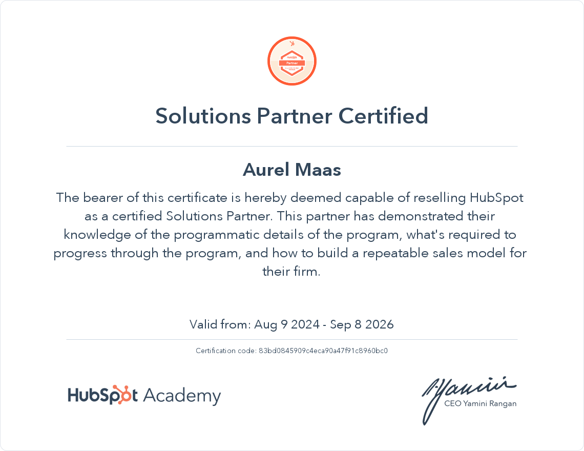 HubSpot Academy HubSpot Solutions Partner Certification