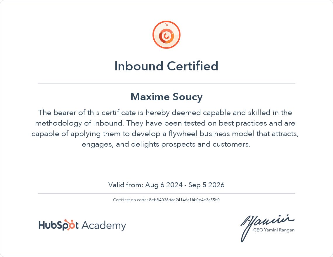 HubSpot Academy Inbound Certification