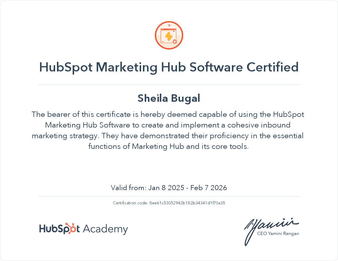 HubSpot Academy HubSpot Marketing Hub Software Certification